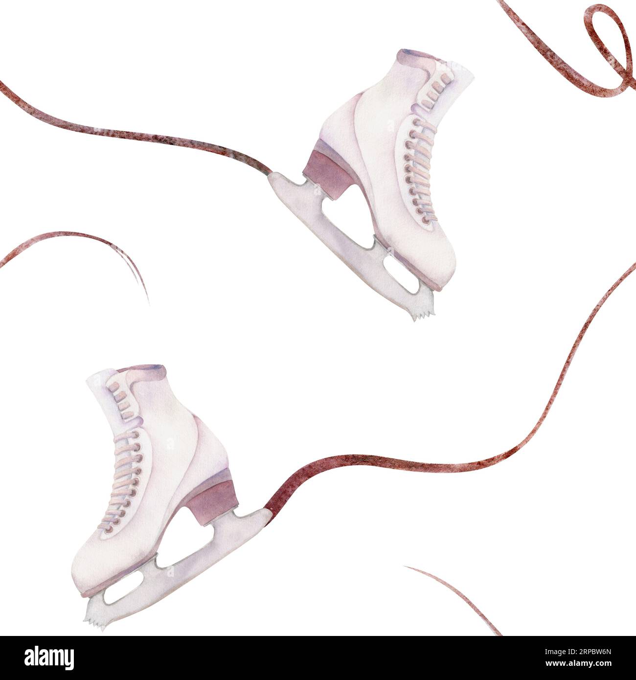 Hand drawn watercolor figure skating boots, winter sports gear, ice ...