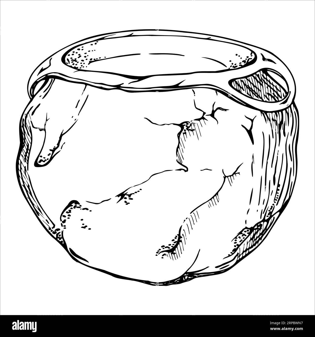 Hand drawn ink vector witch cauldron pot with fire. Sketch illustration ...