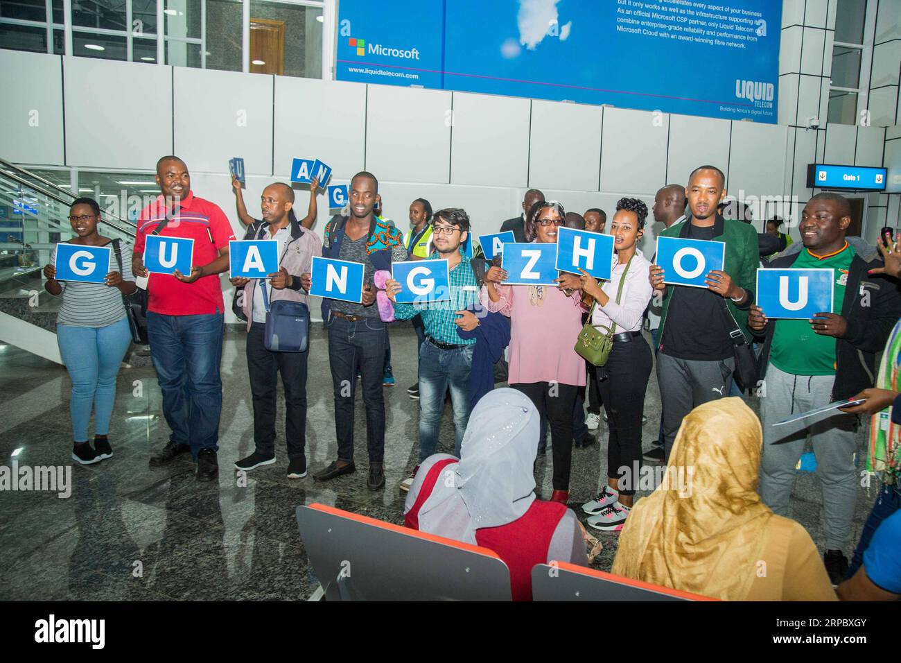 (190618) -- KIGALI, June 18, 2019 -- Passengers of a RwandAir flight to ...