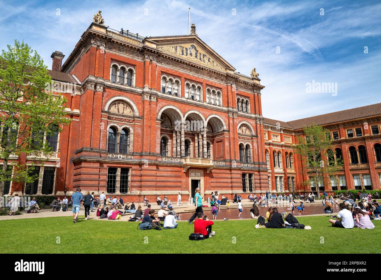 London, UK - 17 April 2022: The red brick building of the Victoria and ...