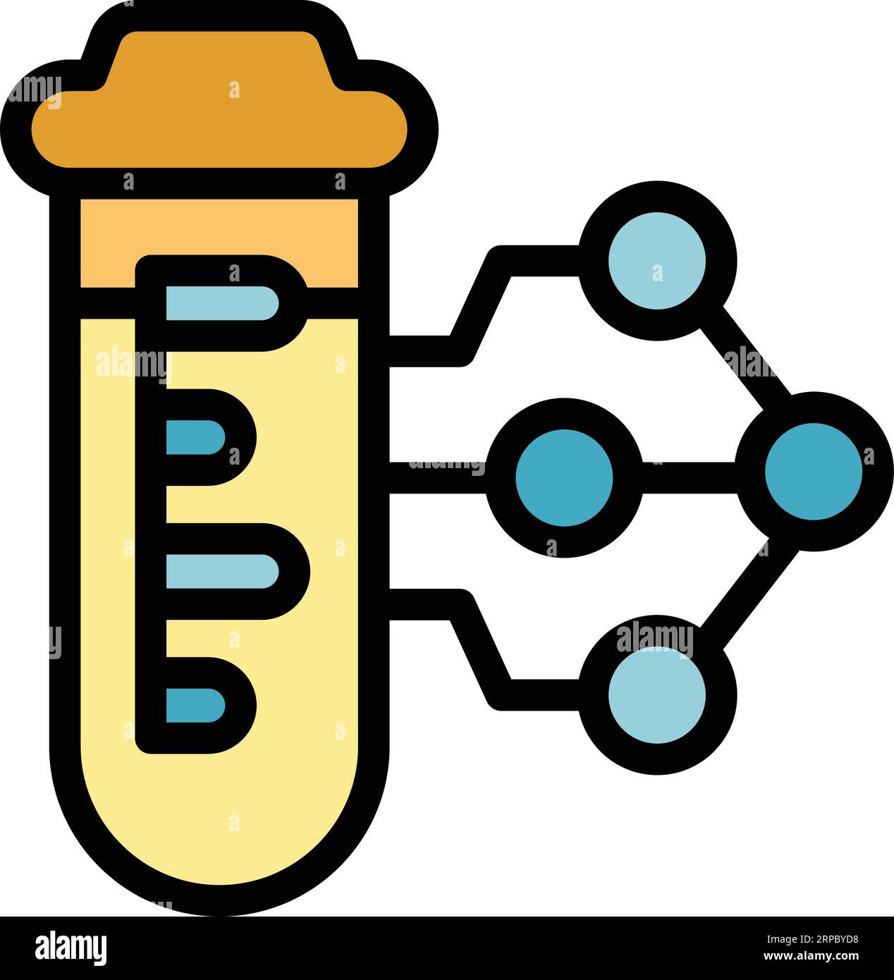 Protein test tube icon outline vector. Amino peptide. Chain collagen ...
