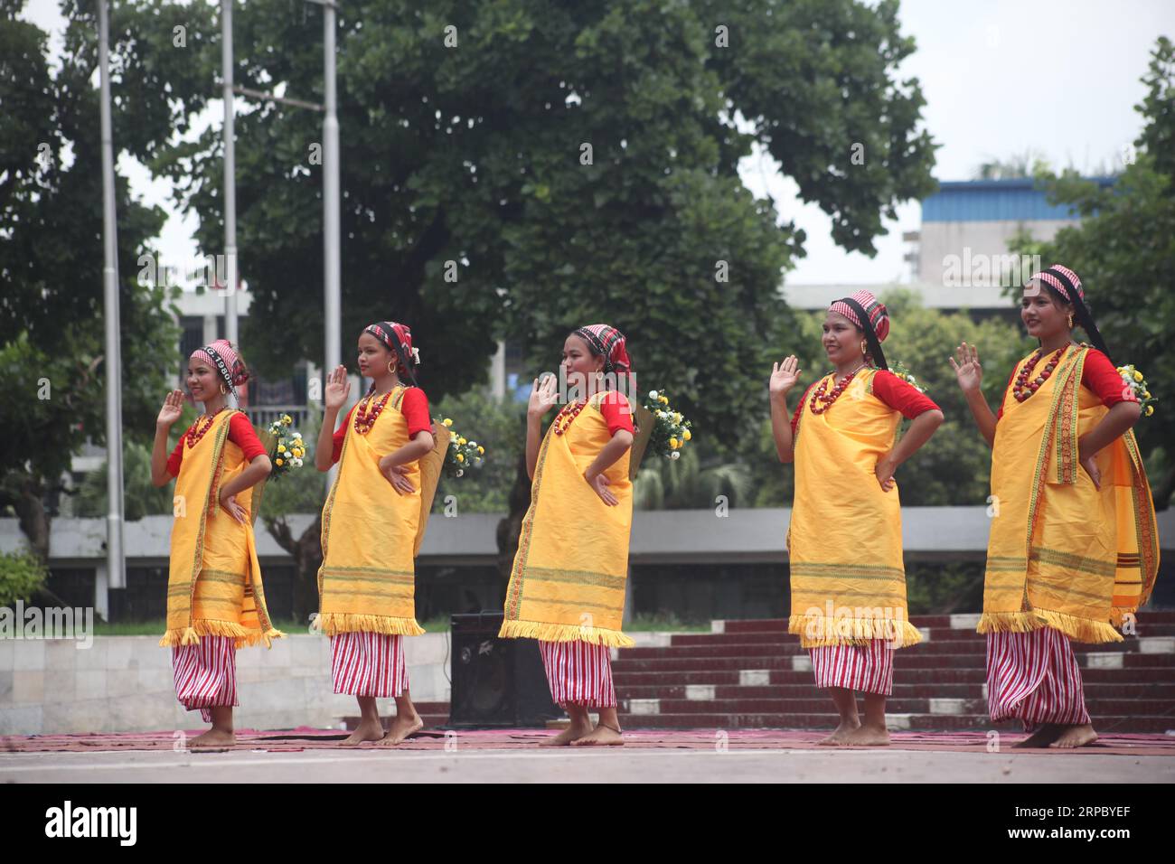 Dhaka Bangladesh 09,August 2023. Tribal performers wearing traditional ...