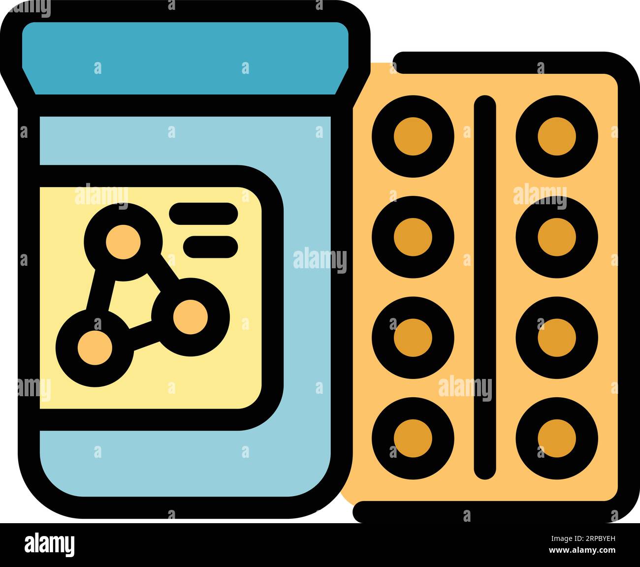 Enzymes pills icon outline vector. Amino peptide. Structure chain color ...