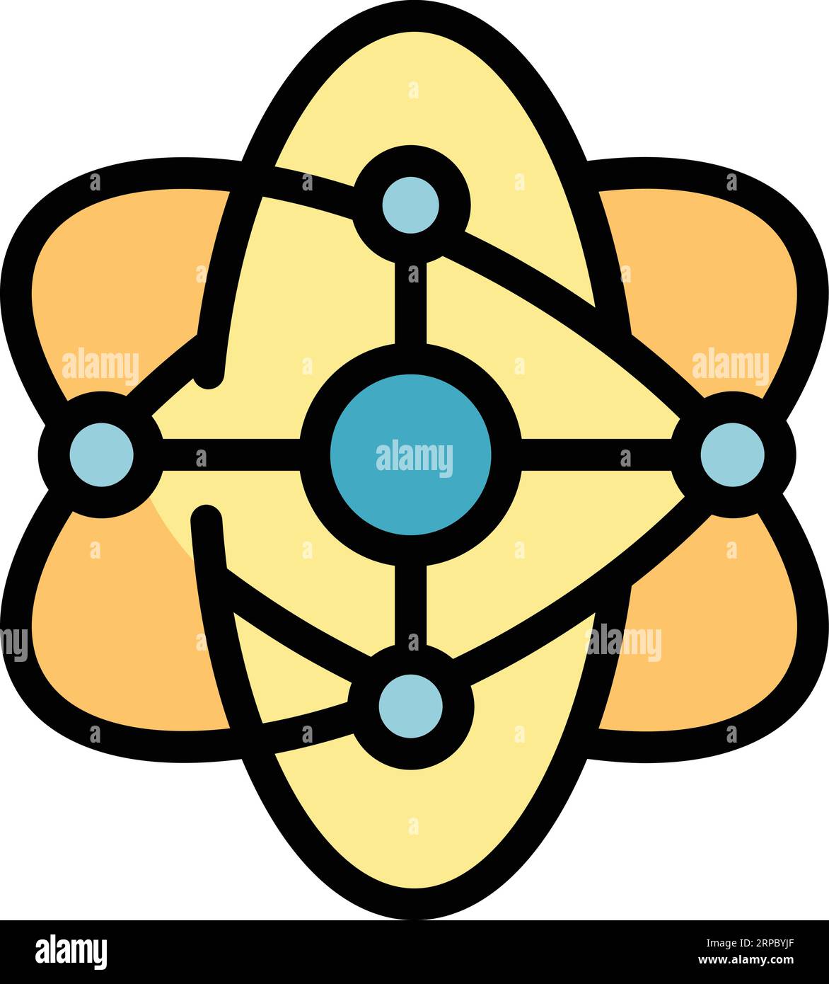 Atom peptide icon outline vector. Amino protein. Chain collagen color ...