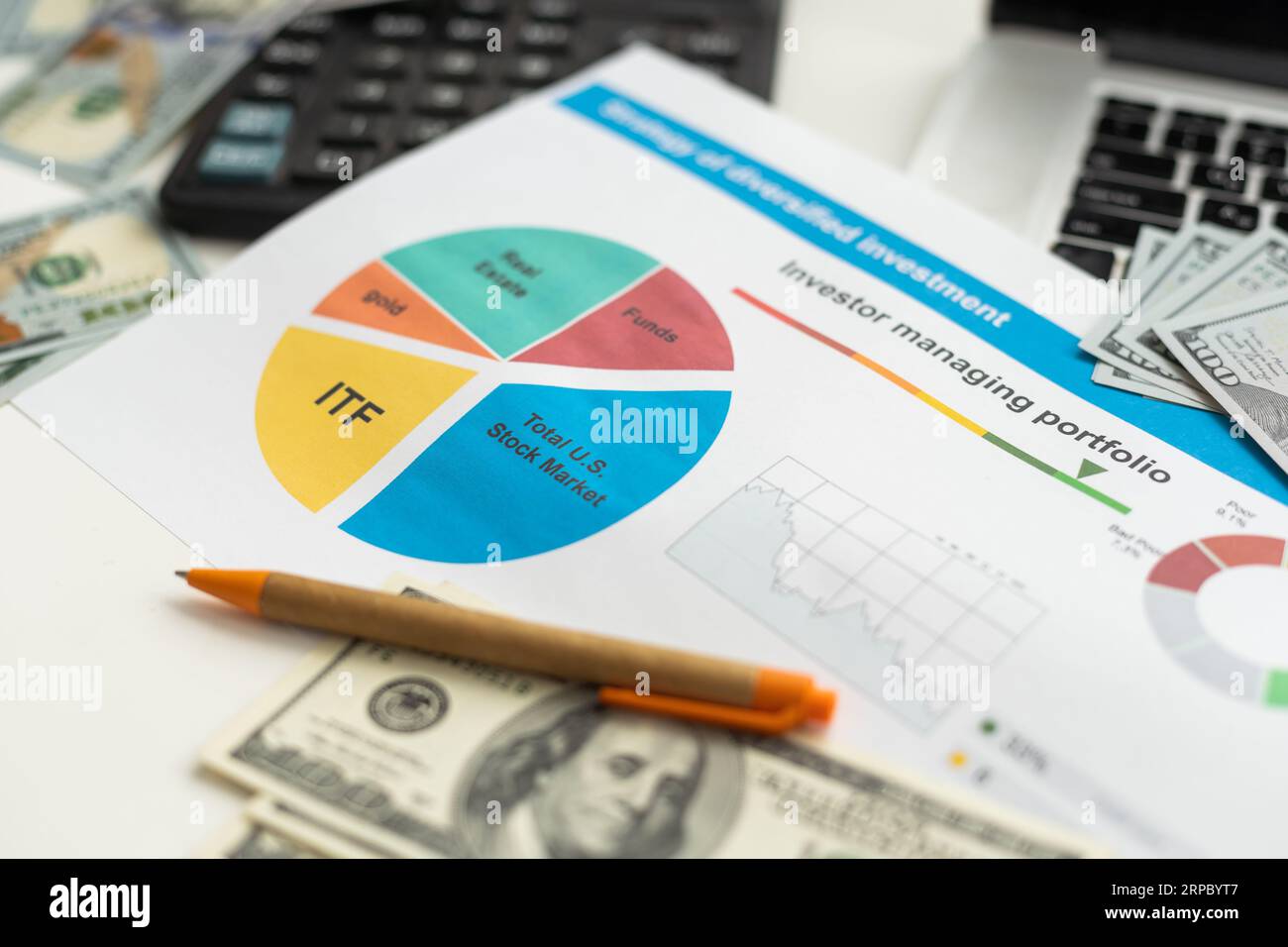 Color business graph on paper and calculator background Stock Photo - Alamy