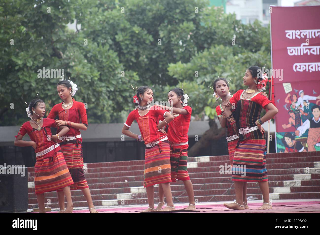 Dhaka Bangladesh 09,August 2023. Tribal performers wearing traditional ...