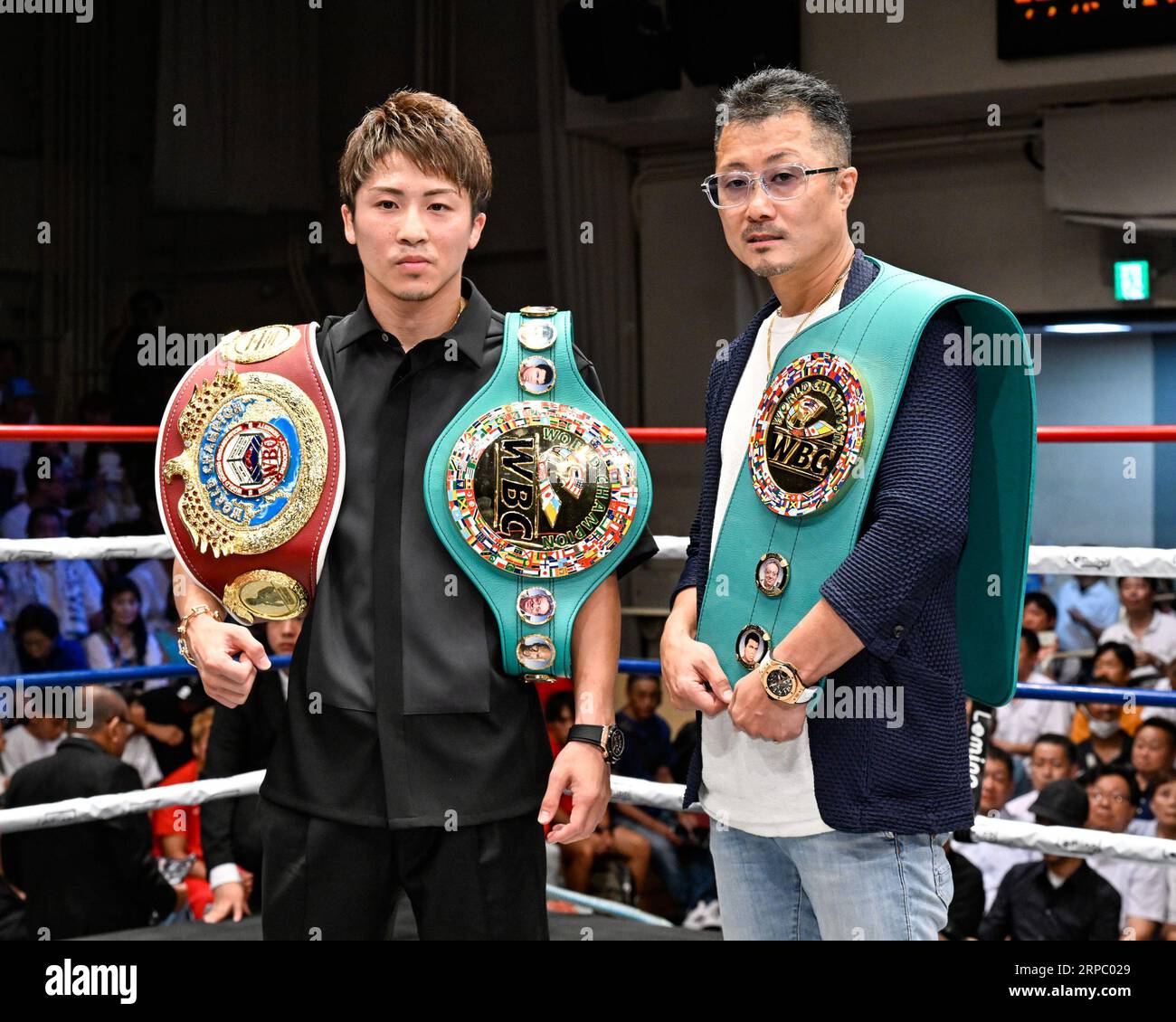 WBC and WBO super bantamweight champion Naoya Inoue of Japan, left ...