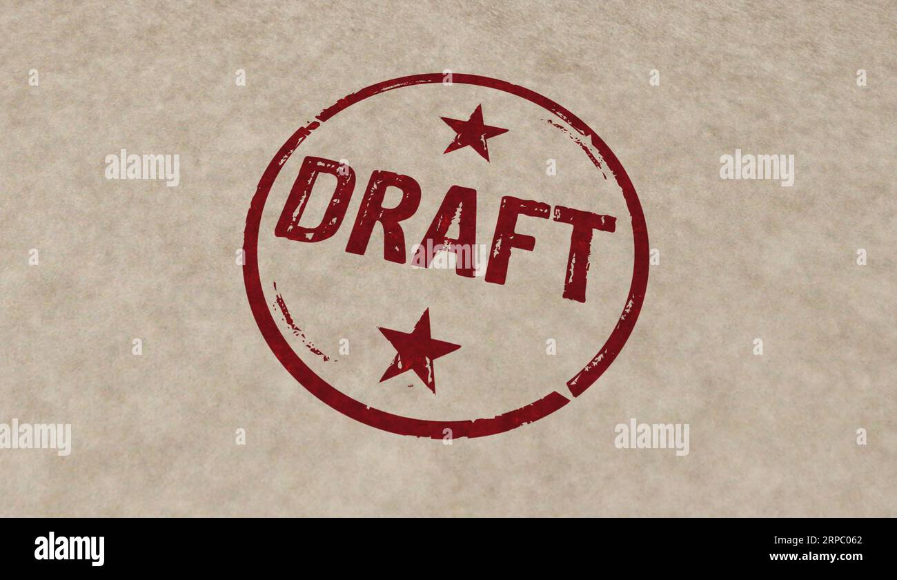 Draft stamp icons in few color versions. Project example concept 3D ...