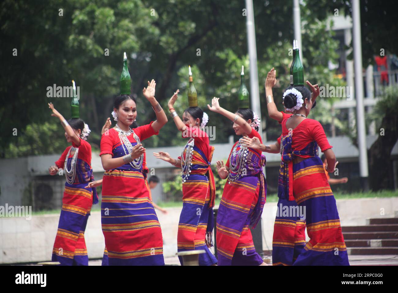 Dhaka Bangladesh 09,August 2023. Tribal performers wearing traditional ...