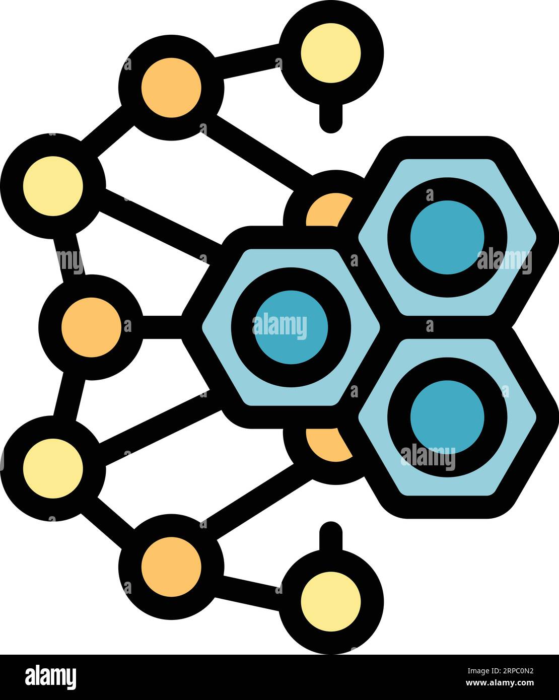 Chemical molecule icon outline vector. Collagen vitamin. Protein structure color flat Stock ...
