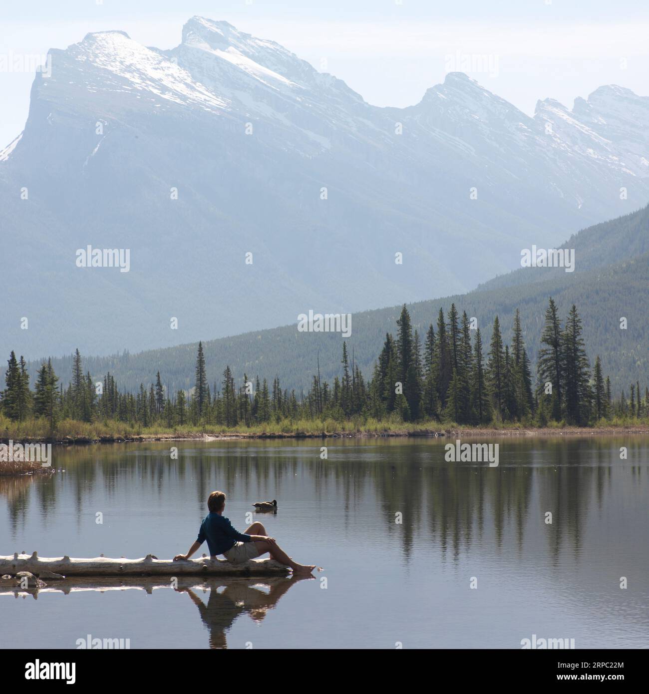 Mount rundle from lake hi-res stock photography and images - Alamy