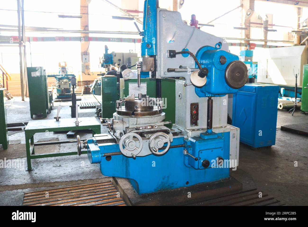 Industrial iron lathe for cutting, turning of billets from metals, wood ...