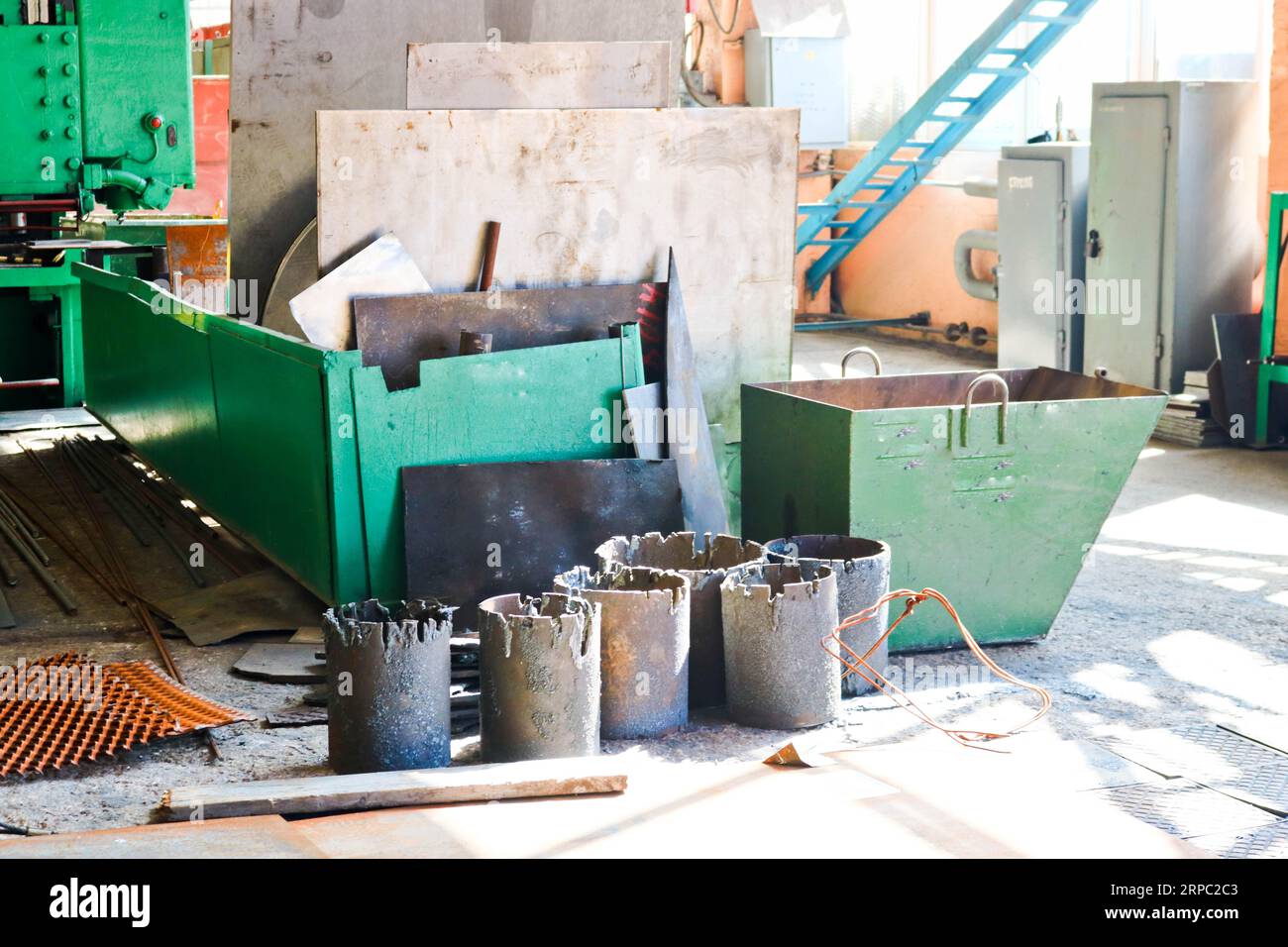 Warehouse, storage of iron scrap metal with mtall sheets and blanks ...