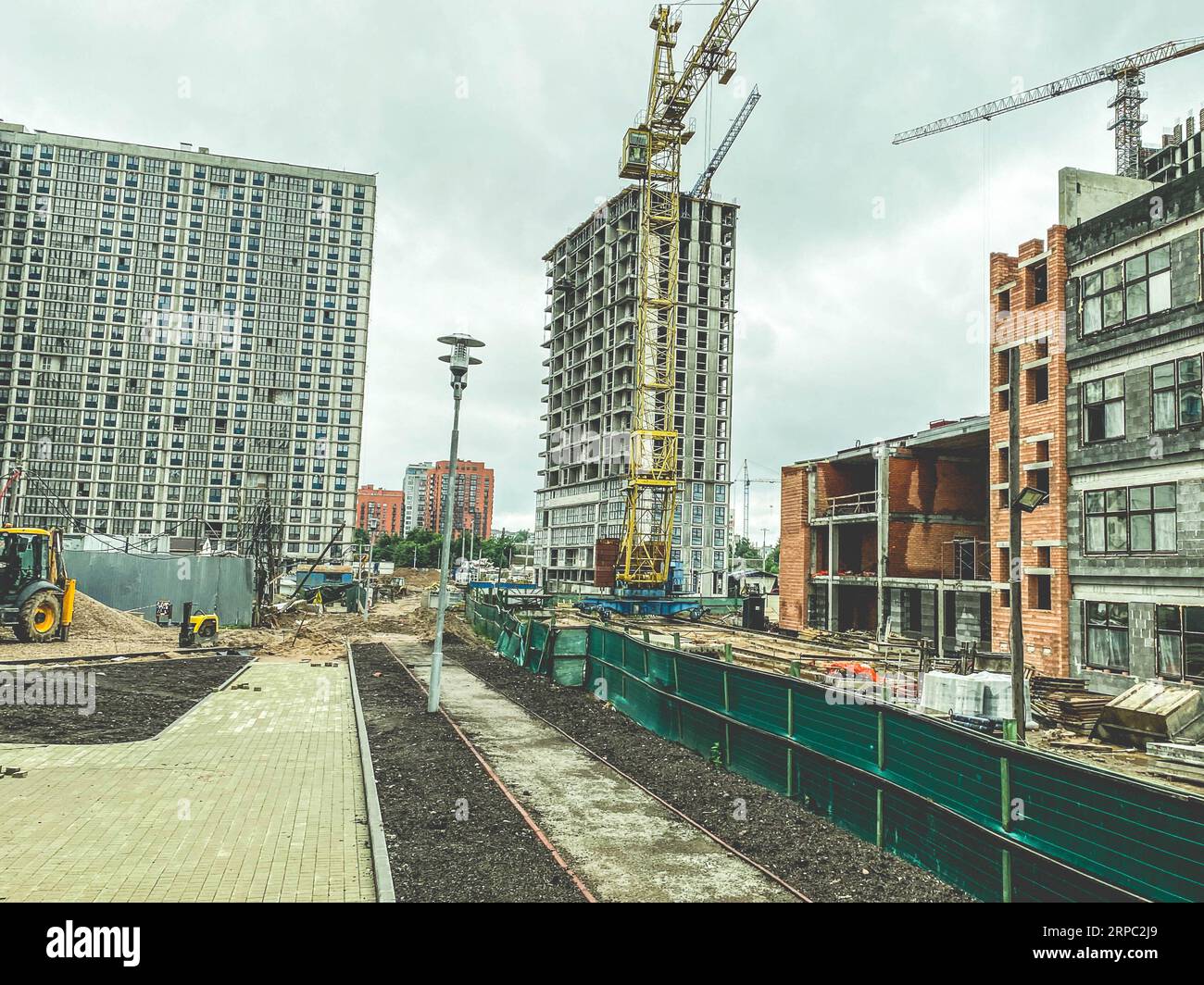 construction of a new residential complex in the city center. high ...