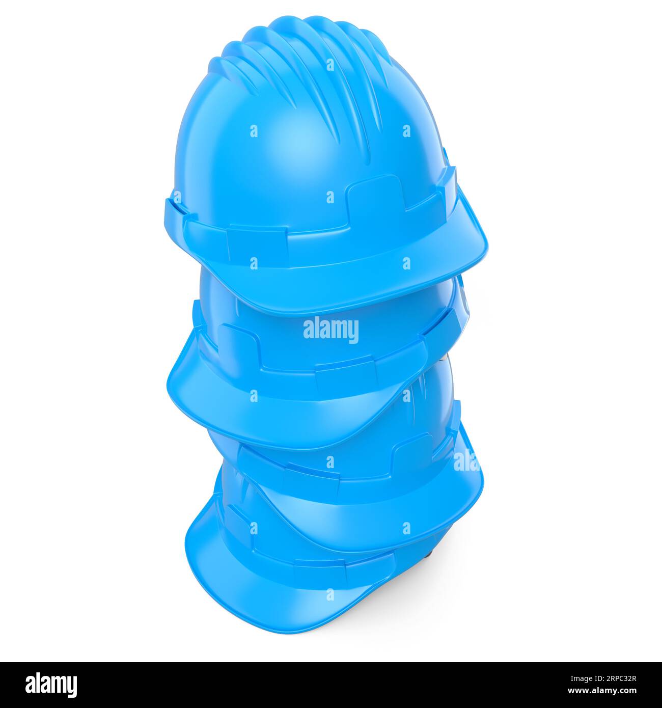 Stack of safety helmets or hard caps on white background. 3d render and ...