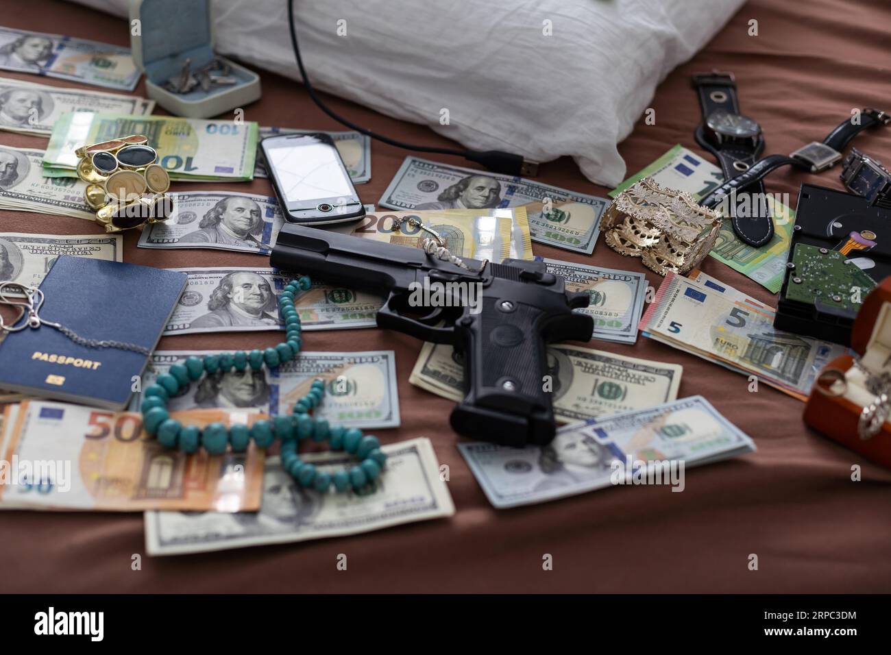 Evidence Chain of Custody Labels and brown paper bag with fingerprints ...