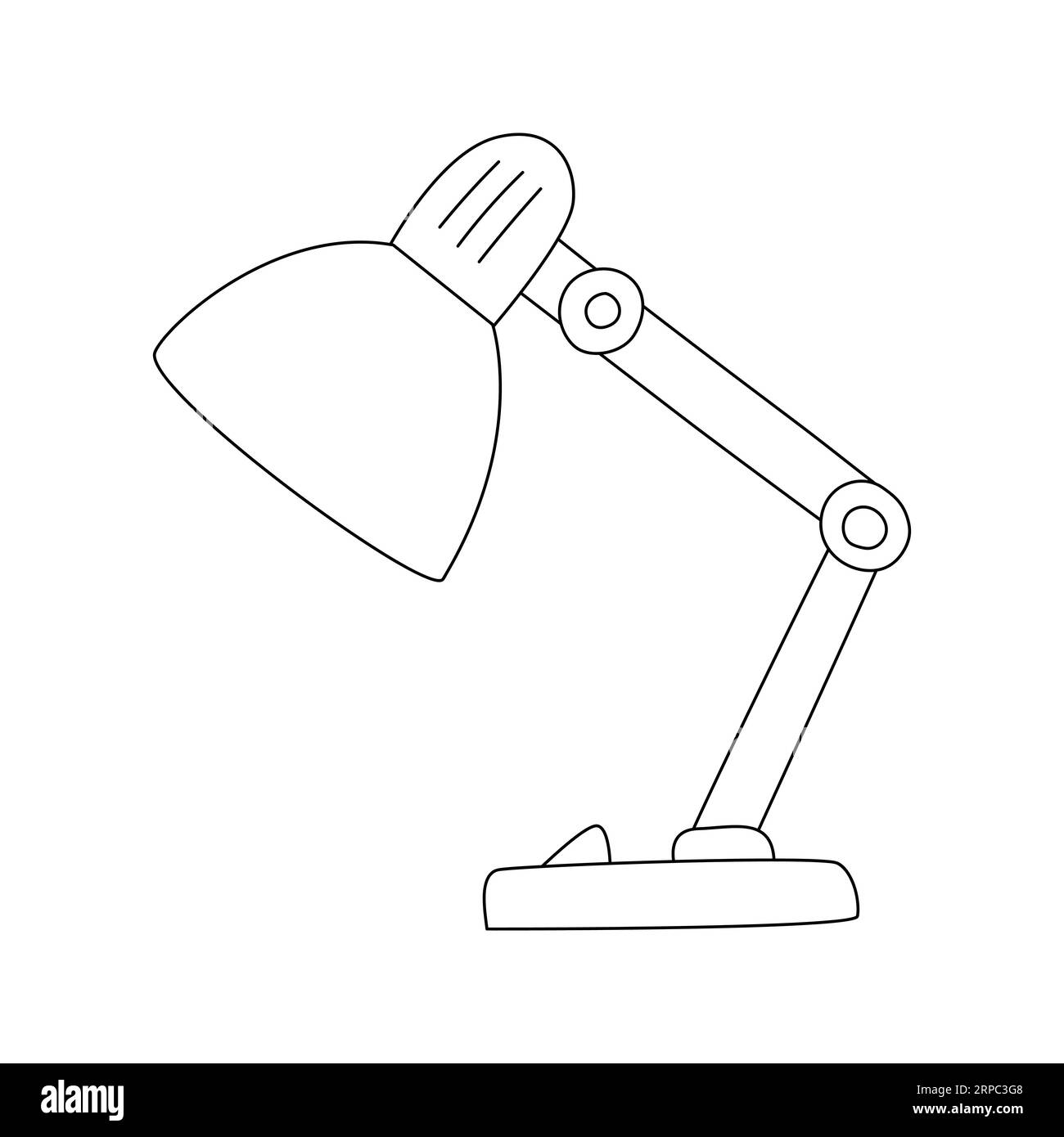 Hand drawn Table lamp. Electric lighting appliance. Black and whiye ...