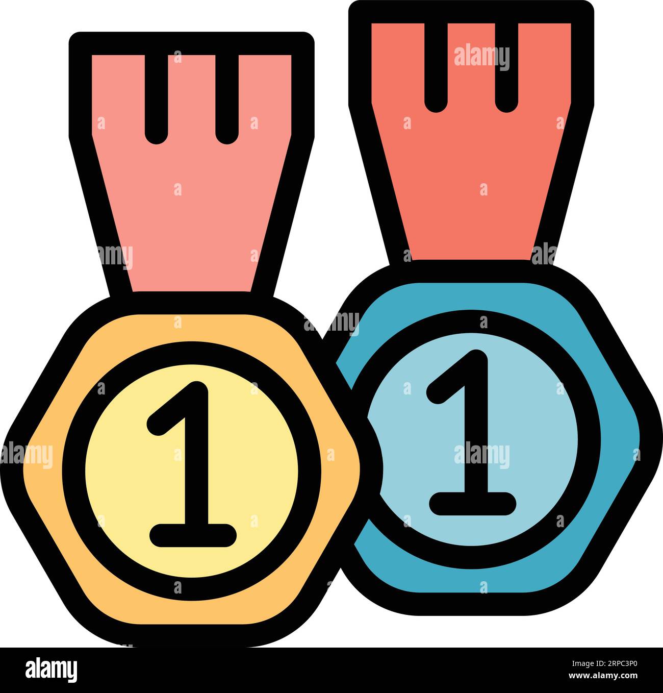 Winner medals icon outline vector. Prize cup. Trophy award color flat ...