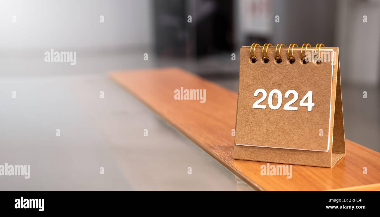 Happy new year 2024 banner background. 2024 numbers year on brown ...