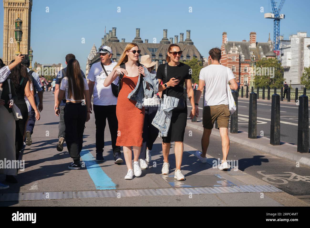 Westminster London UK. 4 September 2023 Pedestrians on Wesminster ...