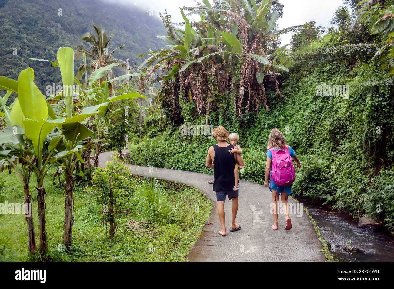 Family hiking in jungle, Kintamani, Bali, Indonesia Stock Photo - Alamy
