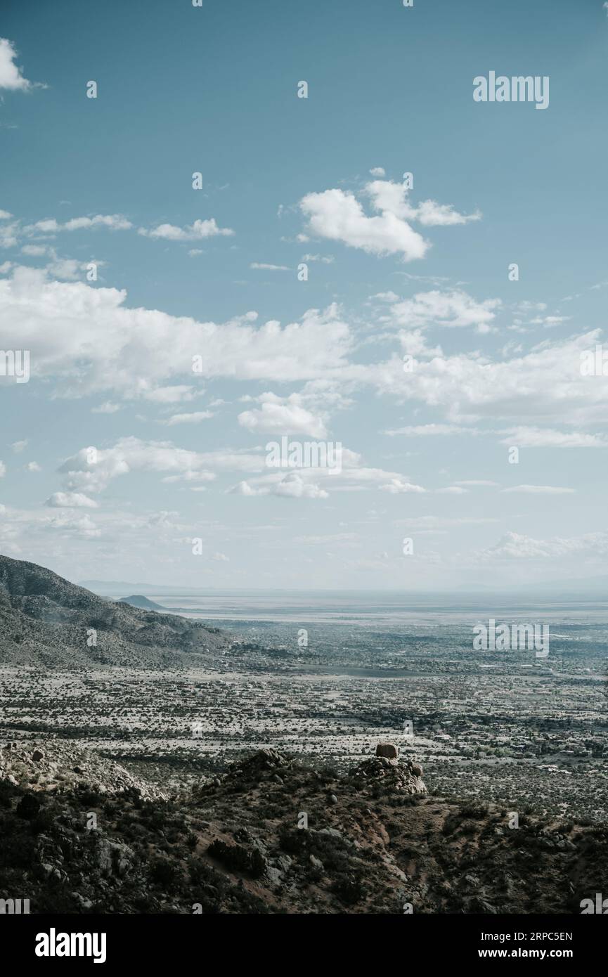 Expansive view of desert landscape from above Albuquerque Stock Photo ...
