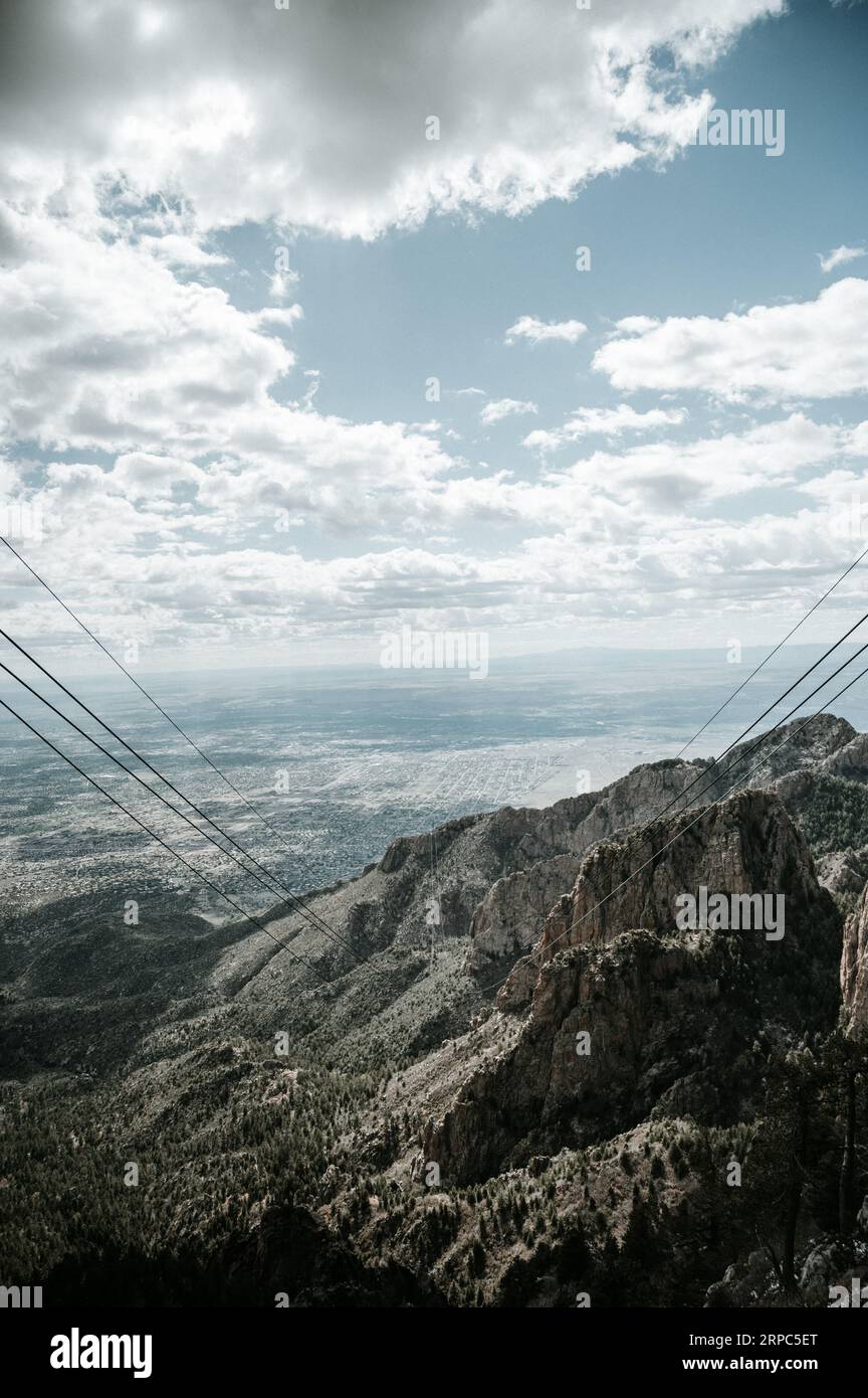 Vertical view from the top of Sandia Peak Tramway Overlook Stock Photo ...