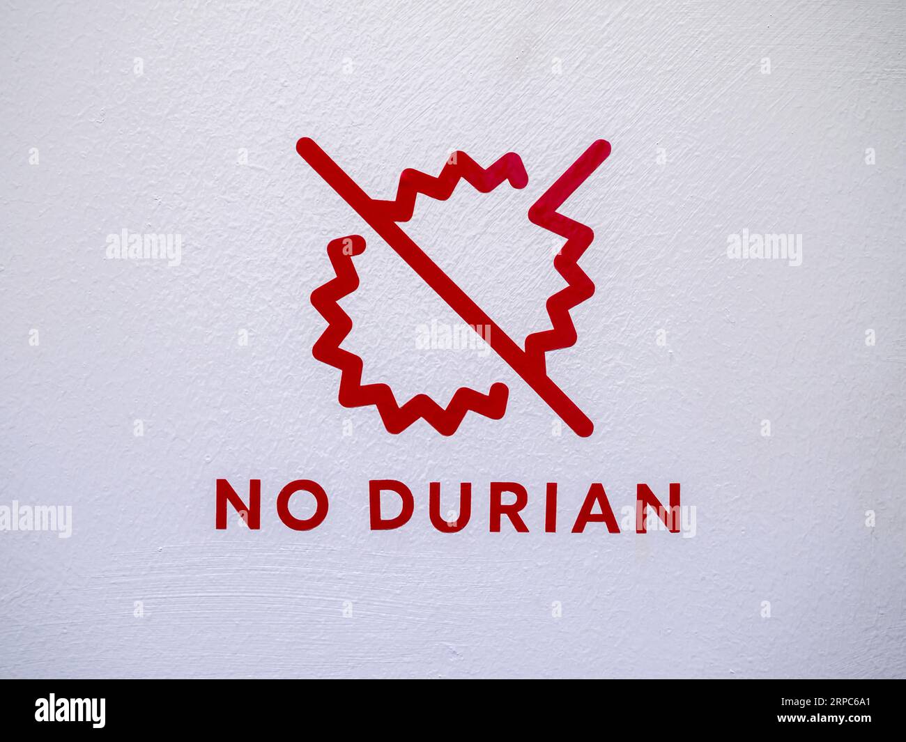 No Durian, prohibited sticker sign on white wall background at the ...