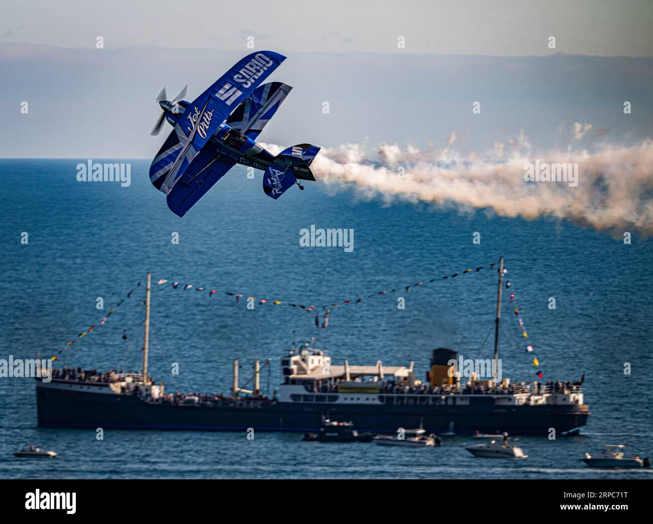 The Super Pitts Muscle bi-plane doing acrobatics. BOURNEMOUTH; UK ...