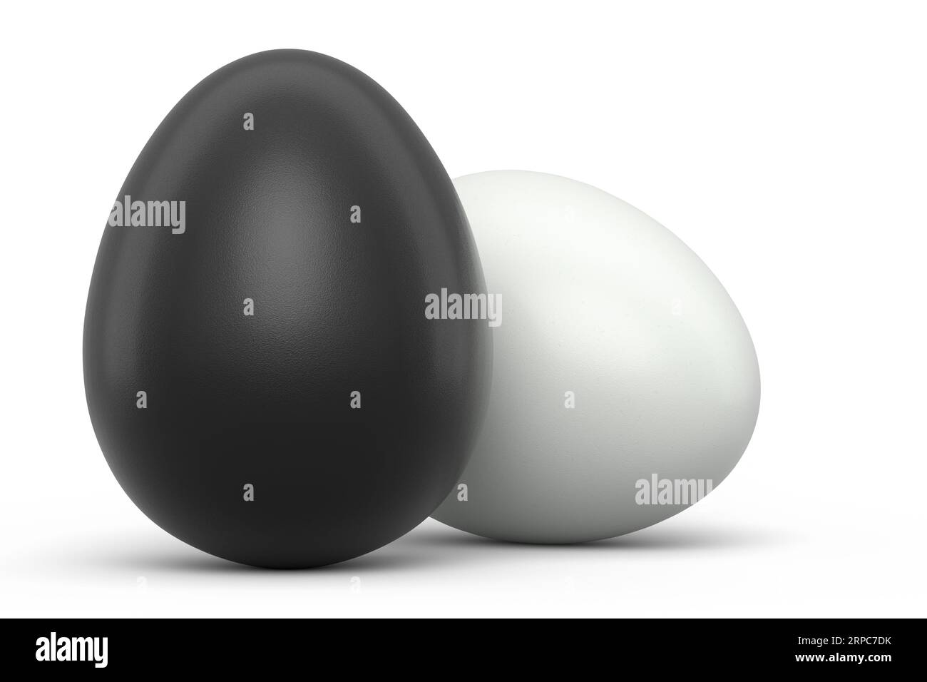 Farm raw organic black and white eggs for morning breakfast on white ...