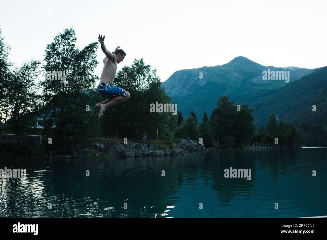 Lake swimming jump norway hi-res stock photography and images - Alamy