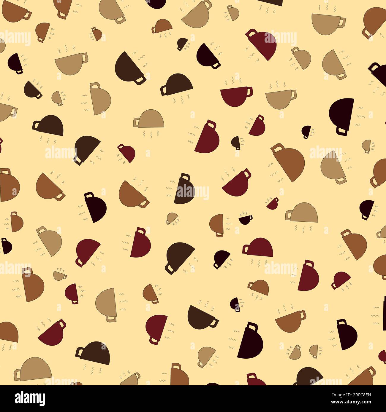 Coffee cups pattern on light brown background. Happy Coffee day ...