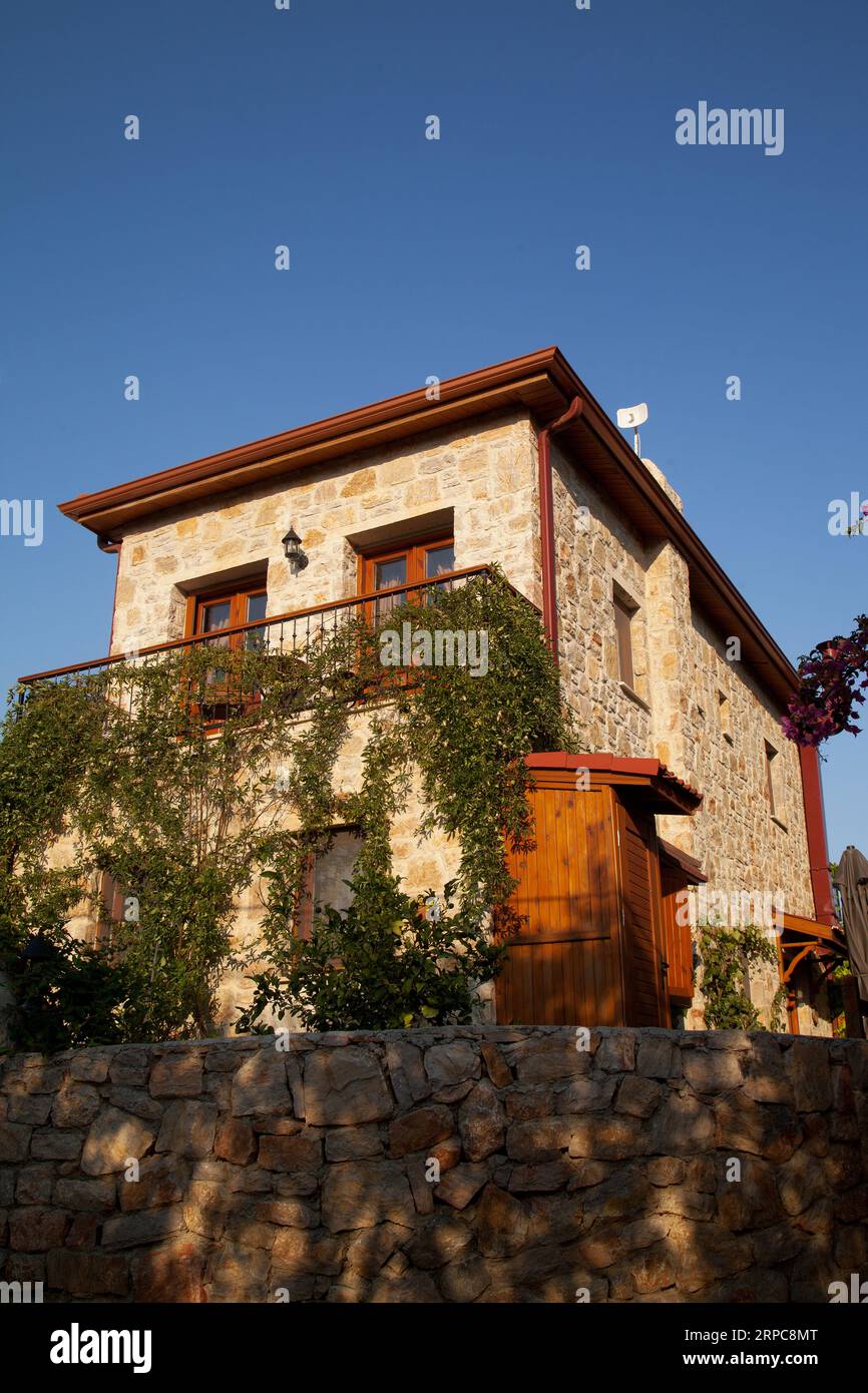 Solid and nostalgic stone houses typical of the Old Datca region ...