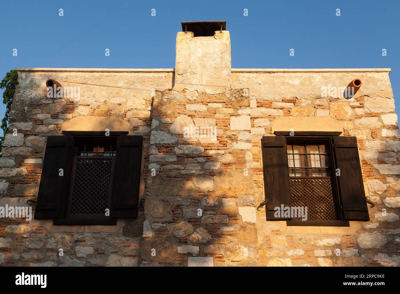 Solid and nostalgic stone houses typical of the Old Datca region ...