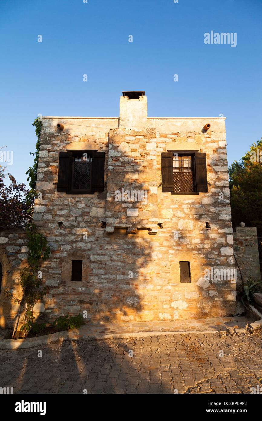 Solid and nostalgic stone houses typical of the Old Datca region ...
