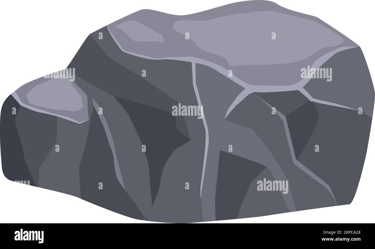 Gray boulder. Cartoon rock icon. Natural element Stock Vector Image ...