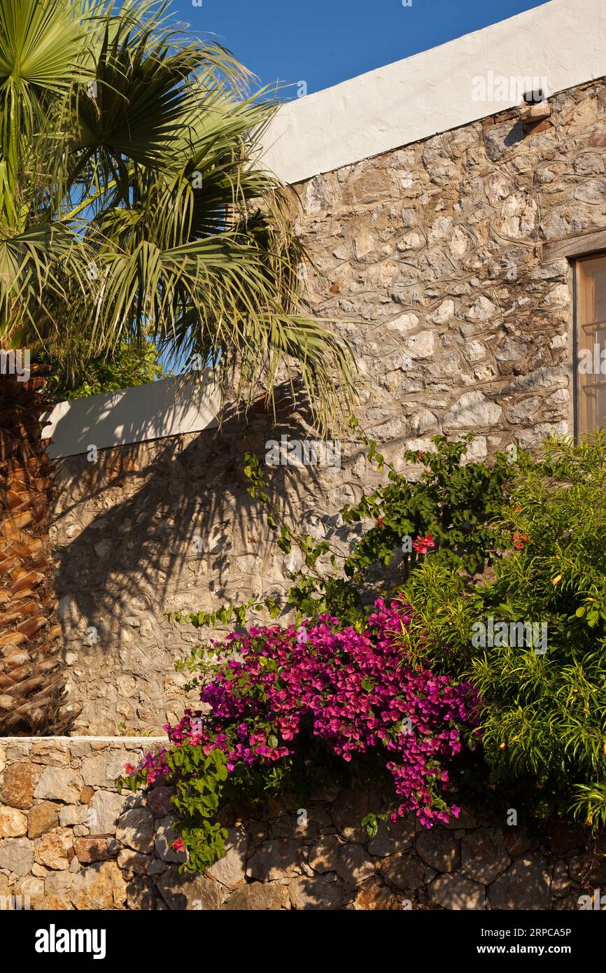 Solid and nostalgic stone houses typical of the Old Datca region ...