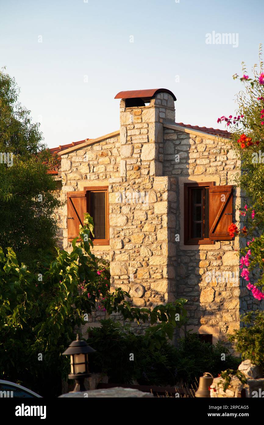 Solid and nostalgic stone houses typical of the Old Datca region ...