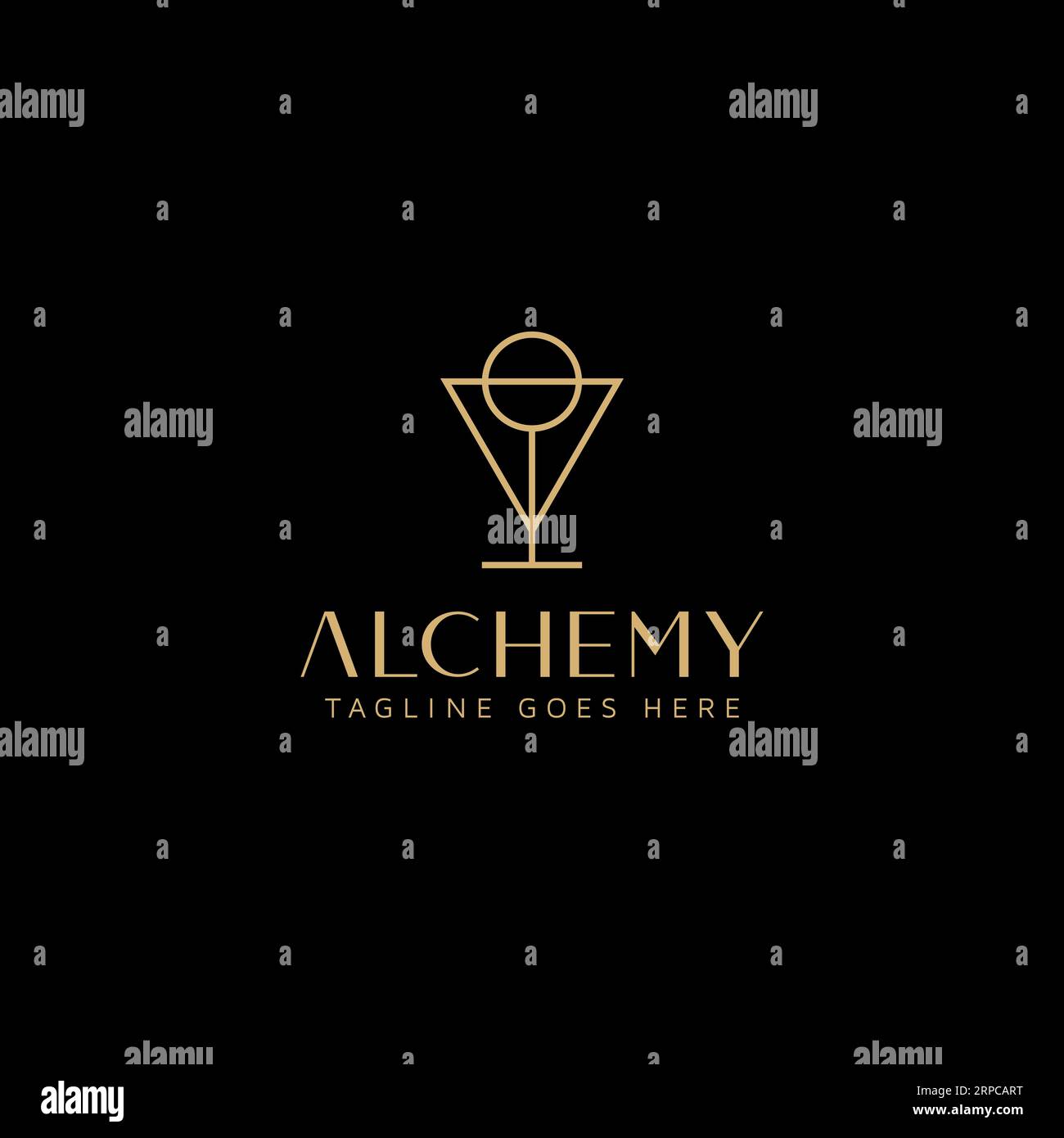 Cocktail Glass and Alchemy Symbols logo or icon design Stock Vector ...