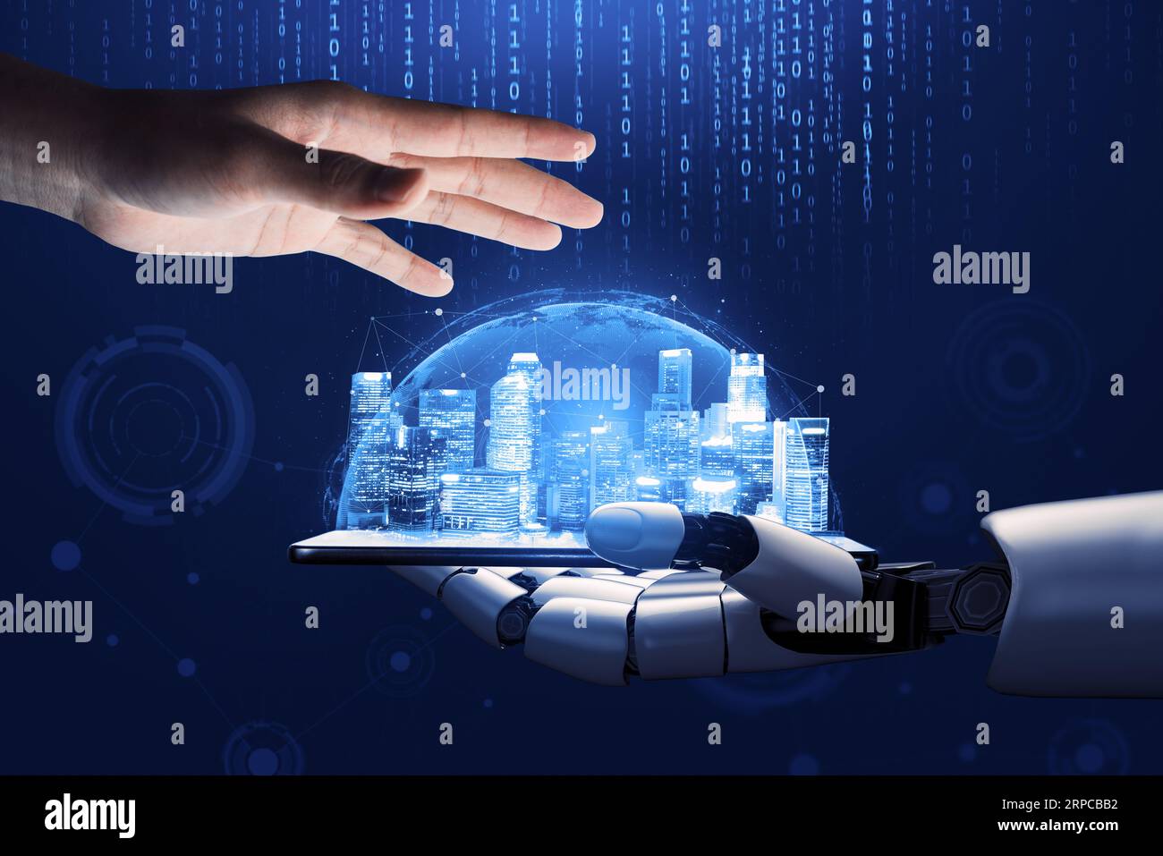 3D Rendering Futuristic robot technology development, artificial intelligence AI, and machine ...