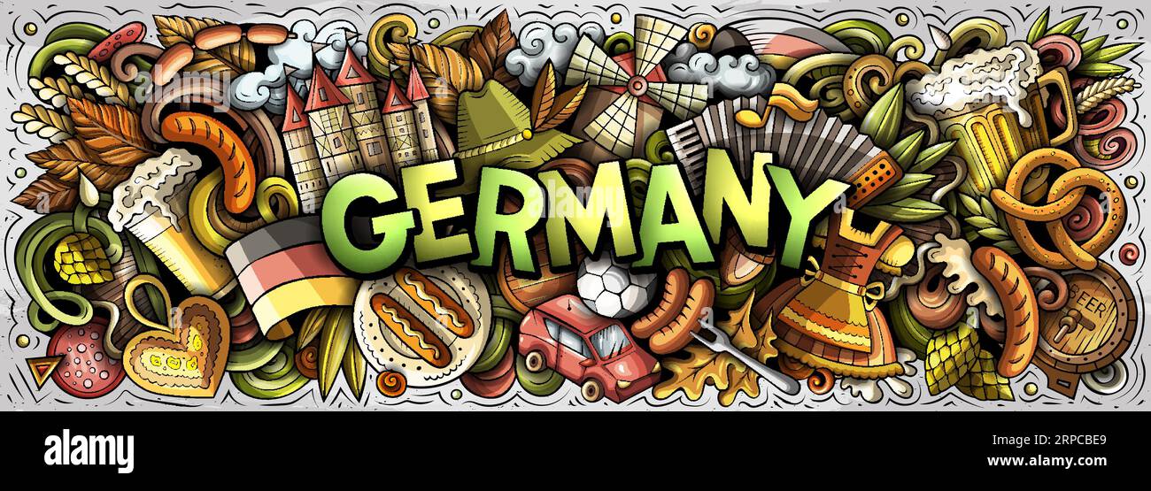Vector illustration with Germany theme doodles. Vibrant and eye ...