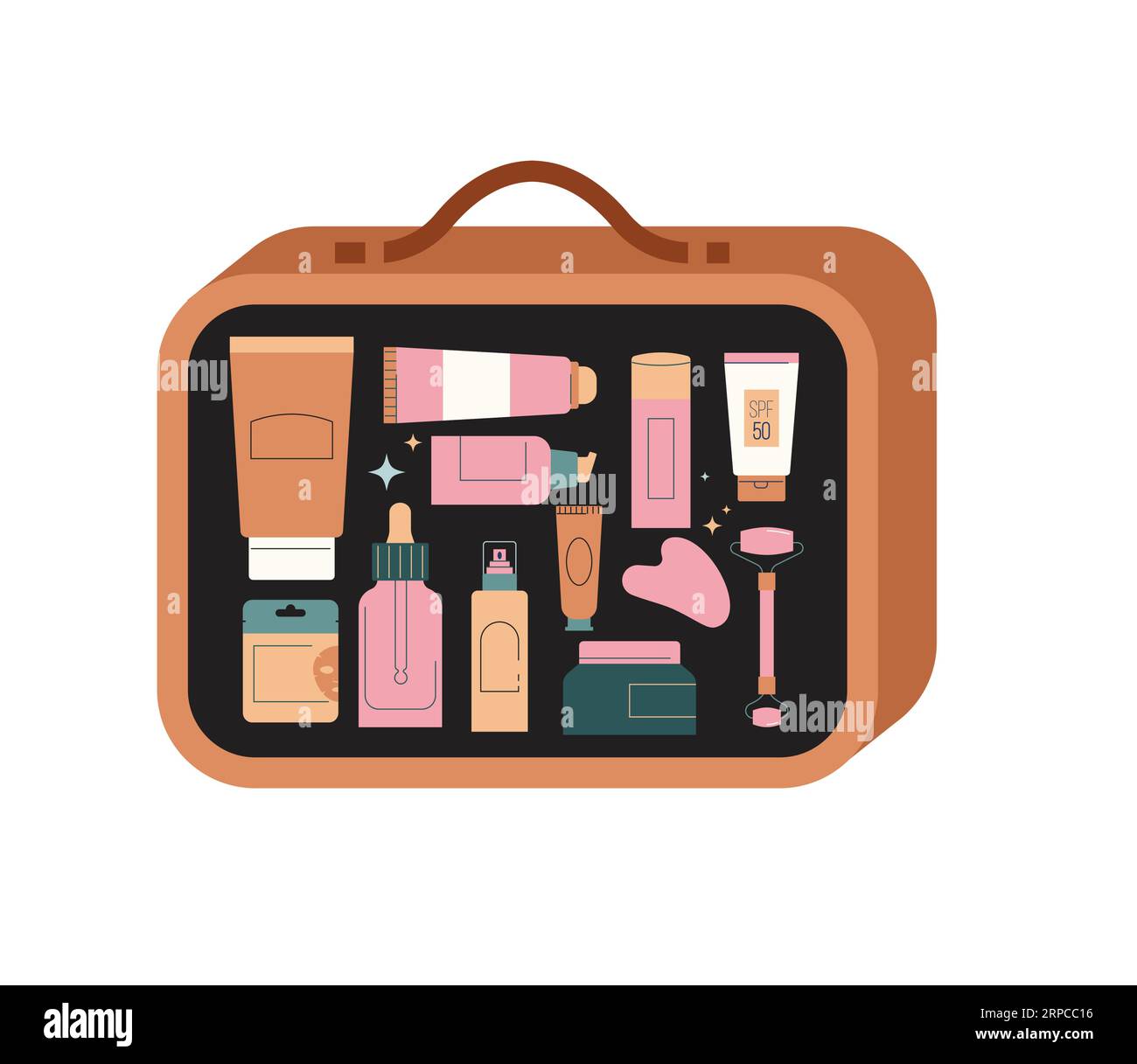 Skin Care, cosmetics, makeup pouch illustration, skincare routine ...