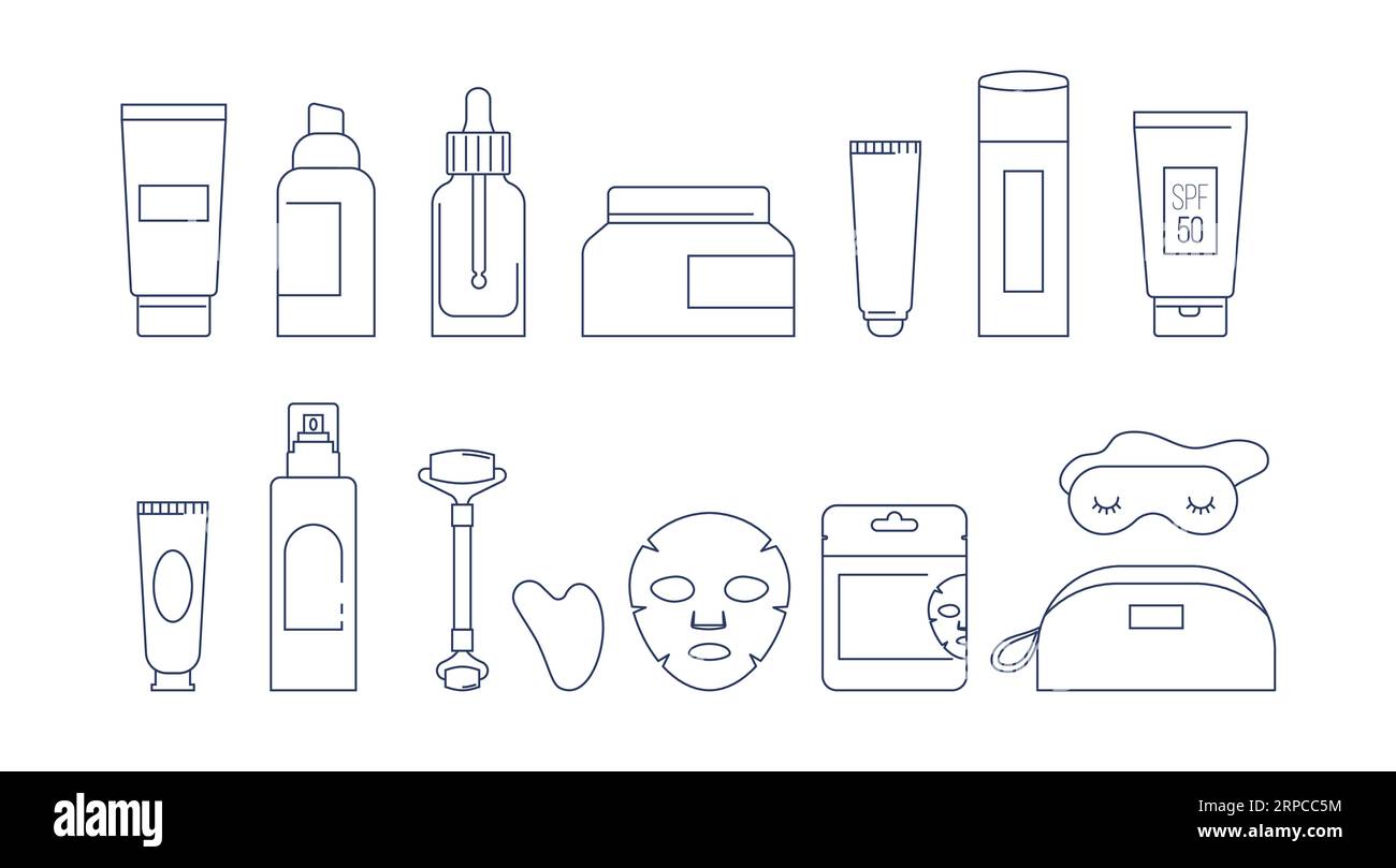 Skin Care products illustrations, skincare routine. Cream, lotion, mask ...