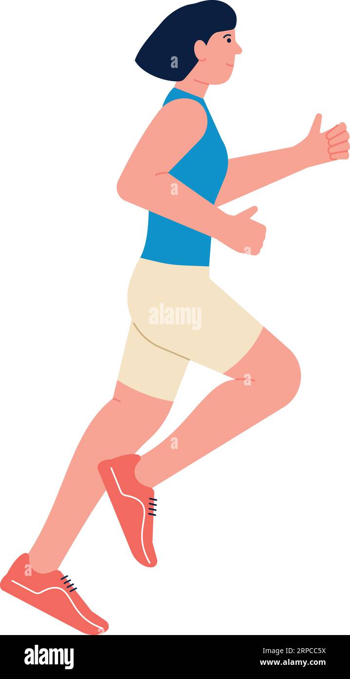 Running woman side view. Athlete character training Stock Vector Image ...