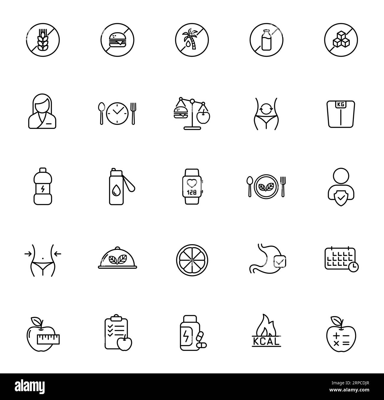 nutrition outline icons isolated Stock Vector Image & Art - Alamy