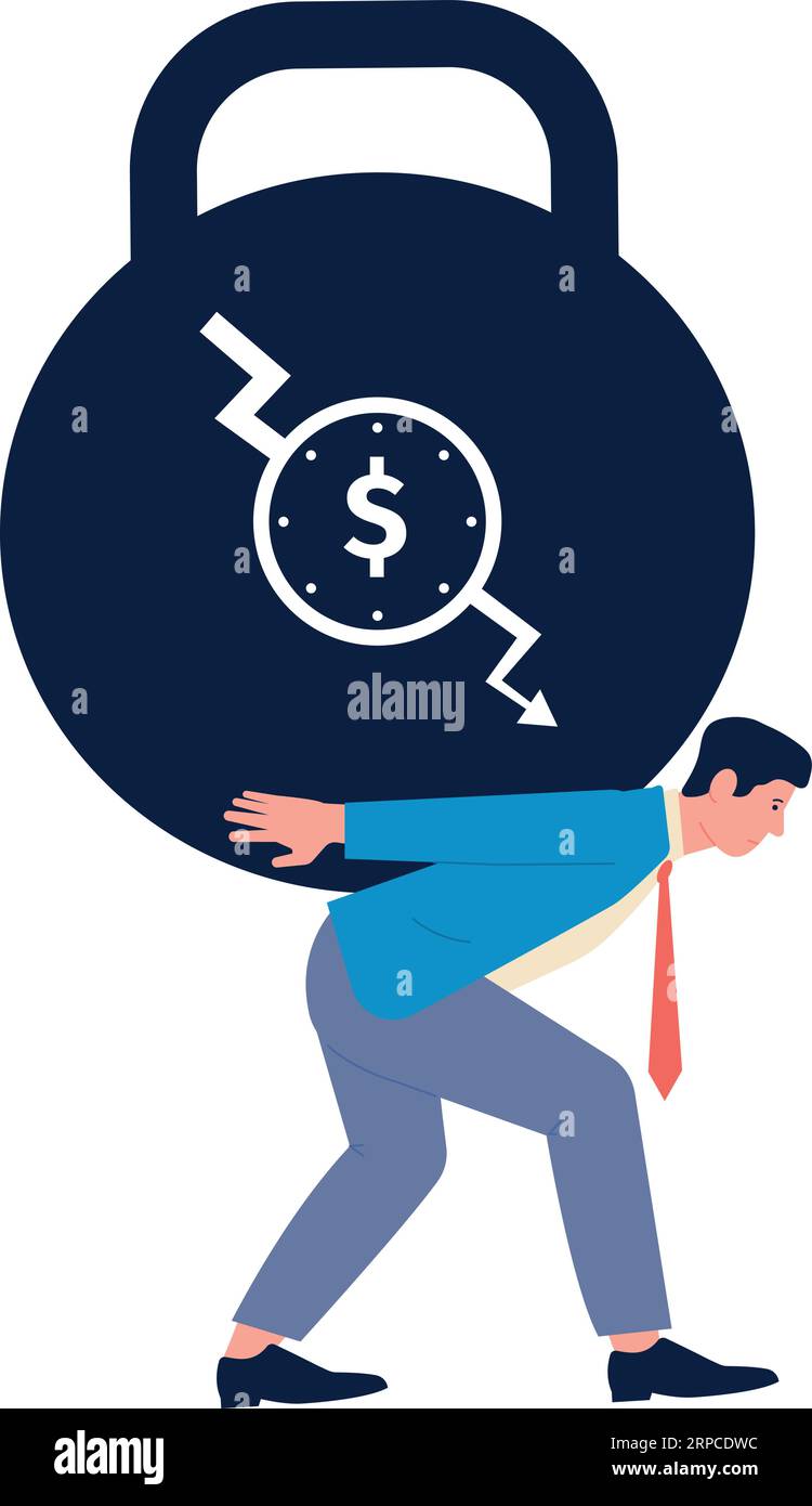 Financial failure. Heavy weight debt. Bankrupcy concept Stock Vector ...
