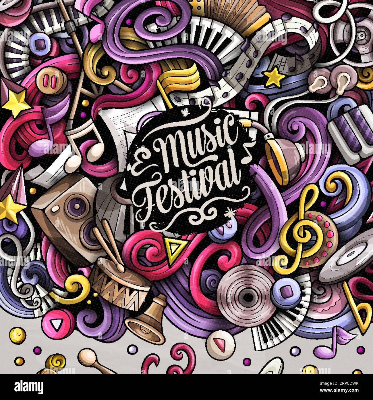 Music vector doodles illustration. Musical frame design. Sound elements ...