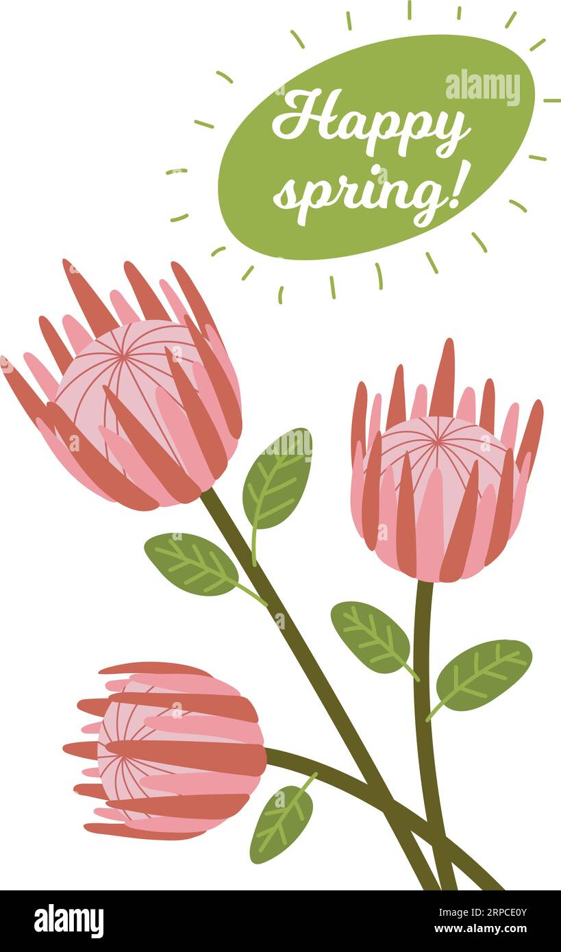 Happy spring greeting card template. Floral design Stock Vector Image ...