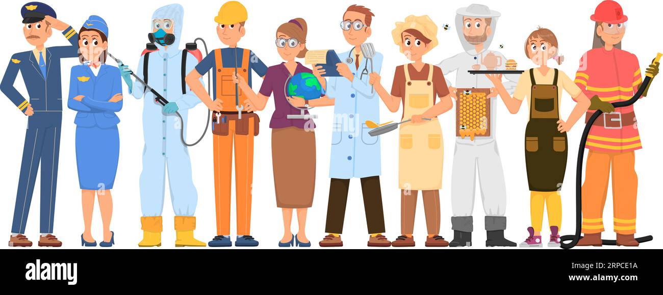 Different job professional people. Workers cartoon characters Stock ...