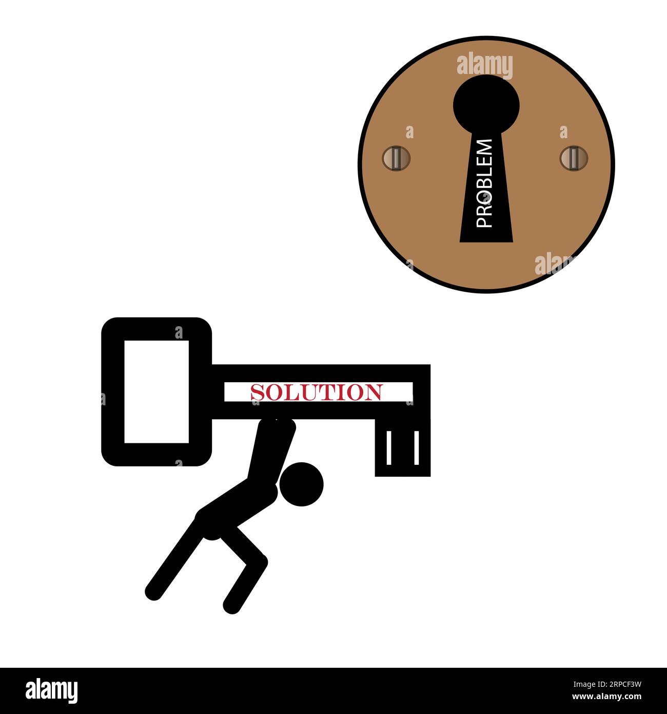 Silhouette of a person carrying a key on which is written the word ...